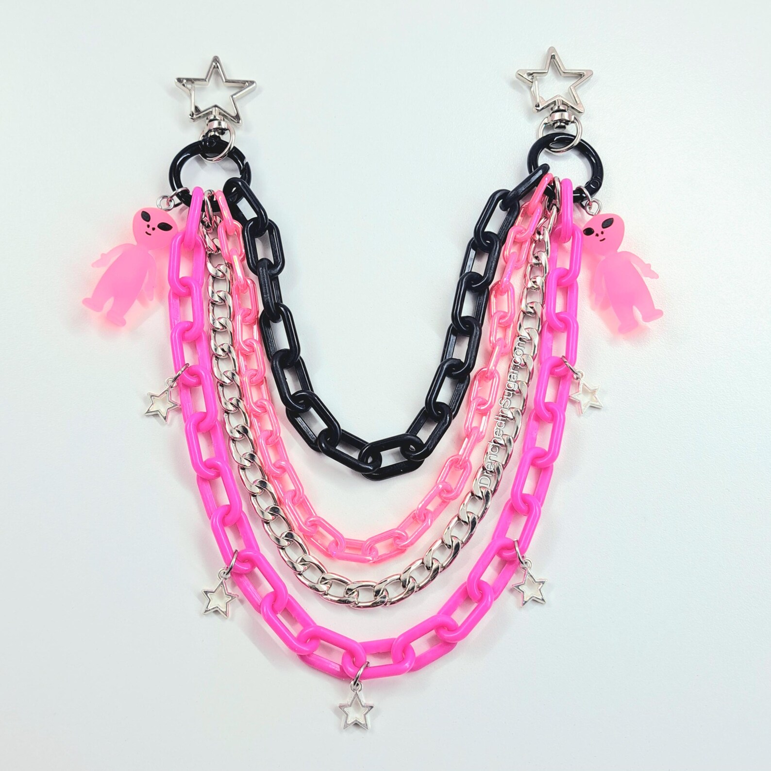 Layered Clip-on Chain, UV Glow Alien Charms, Spooky Goth Pants Wallet ...