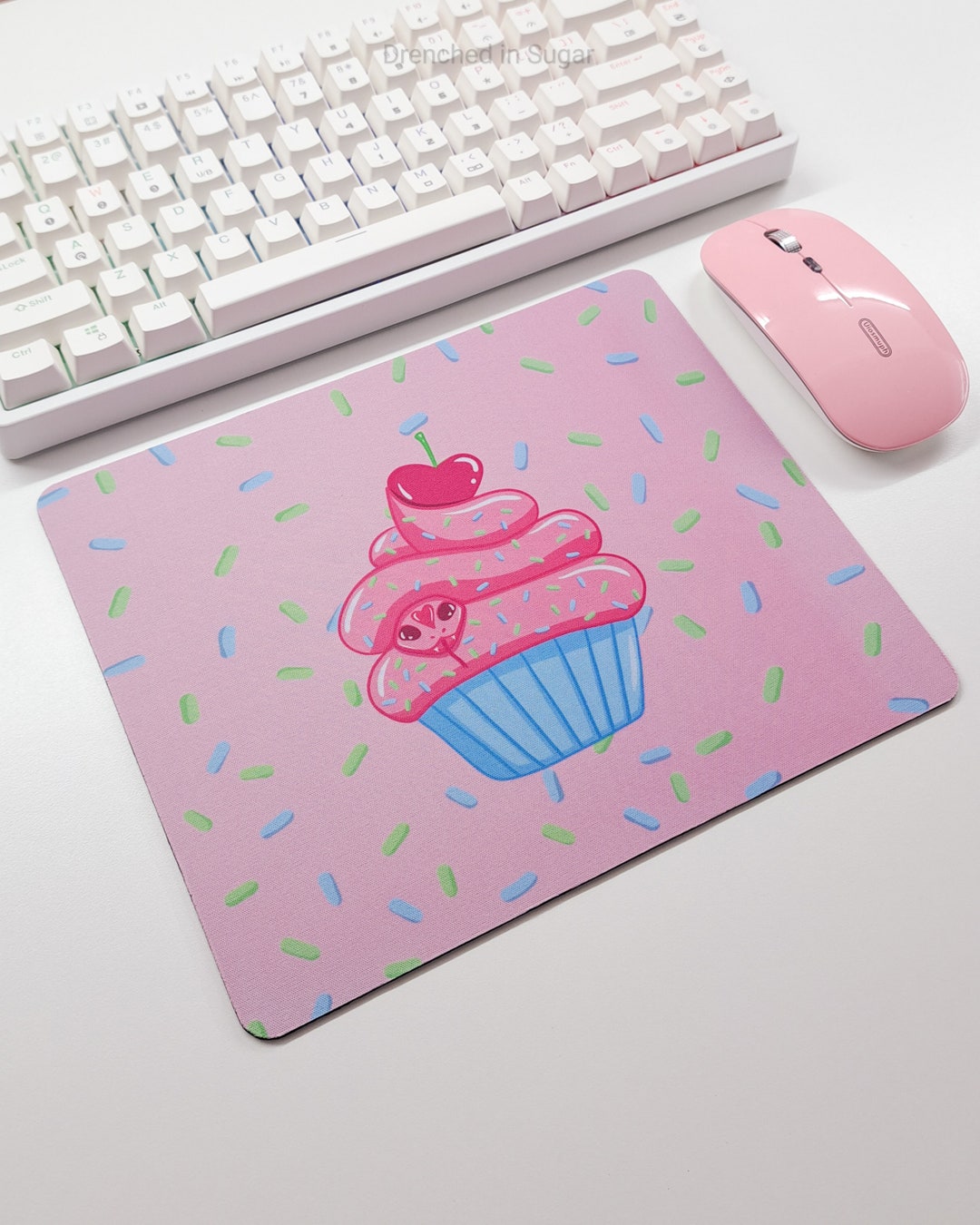 Kawaii Sprinkles Cupcake Snake Mousepad, Kawaii Mousepad, Cute Cupcake ...