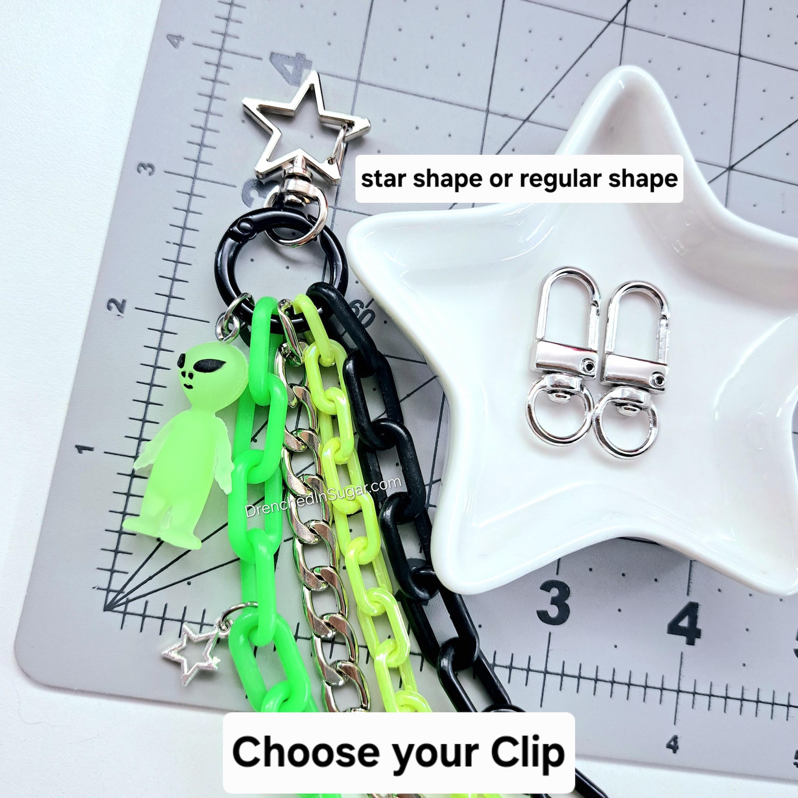 Layered Clip-on Chain, UV Glow Alien Charms, Spooky Goth Pants Wallet ...