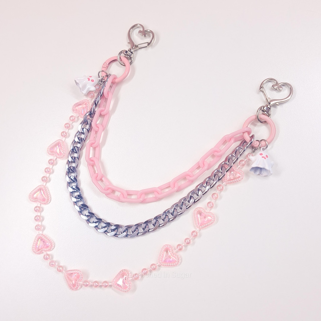 Pastel Goth Ghosts Layered Clip-on Chain, Creepy Cute Spooky Halloween ...