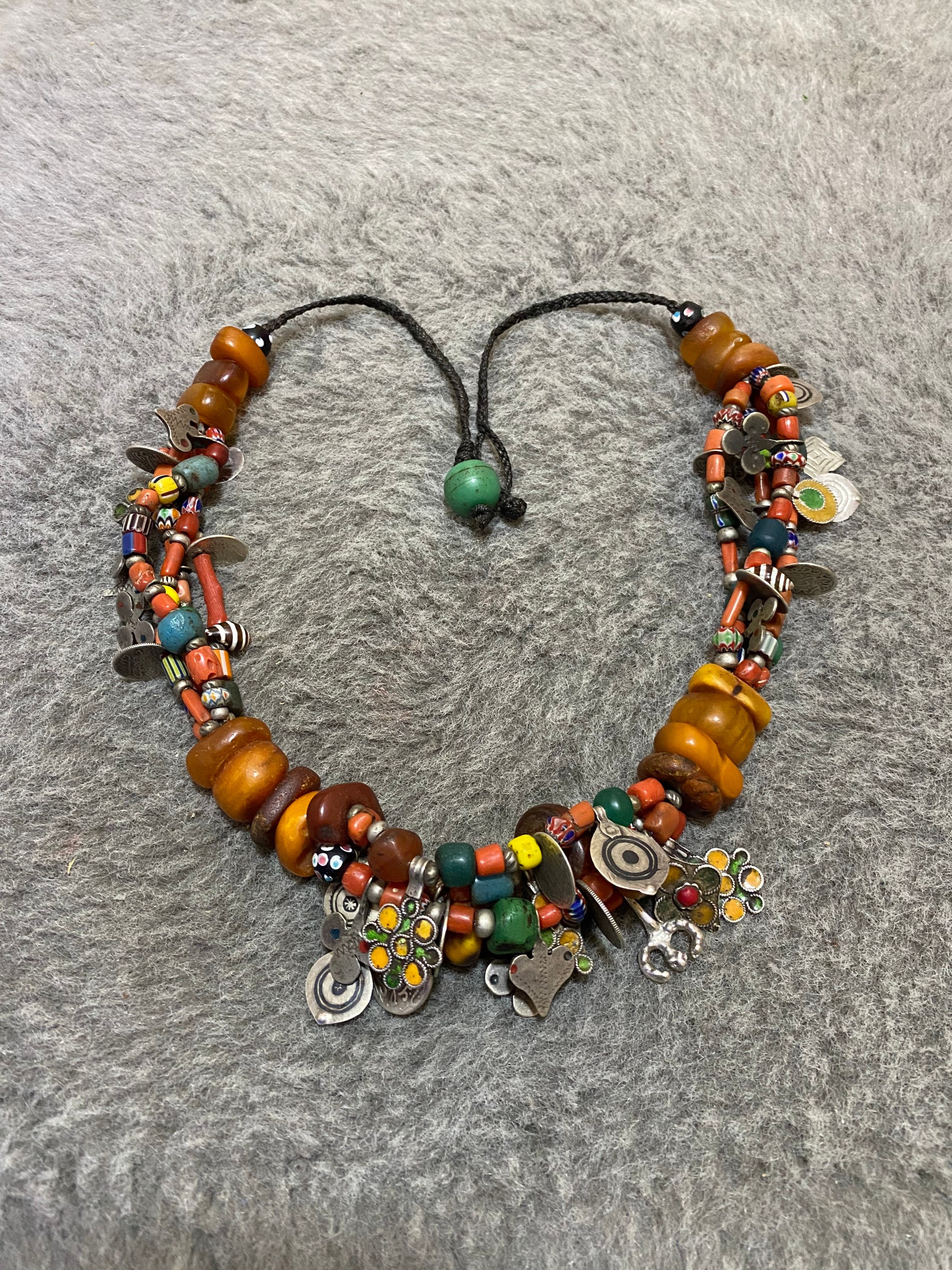 Morocco Old Berber Necklace, Antique Berber Necklace, Natural Stones ...