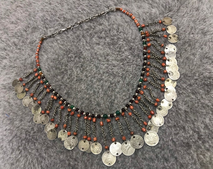 Antique Berber Necklace From Morocco With Old Coins and Old Natural ...