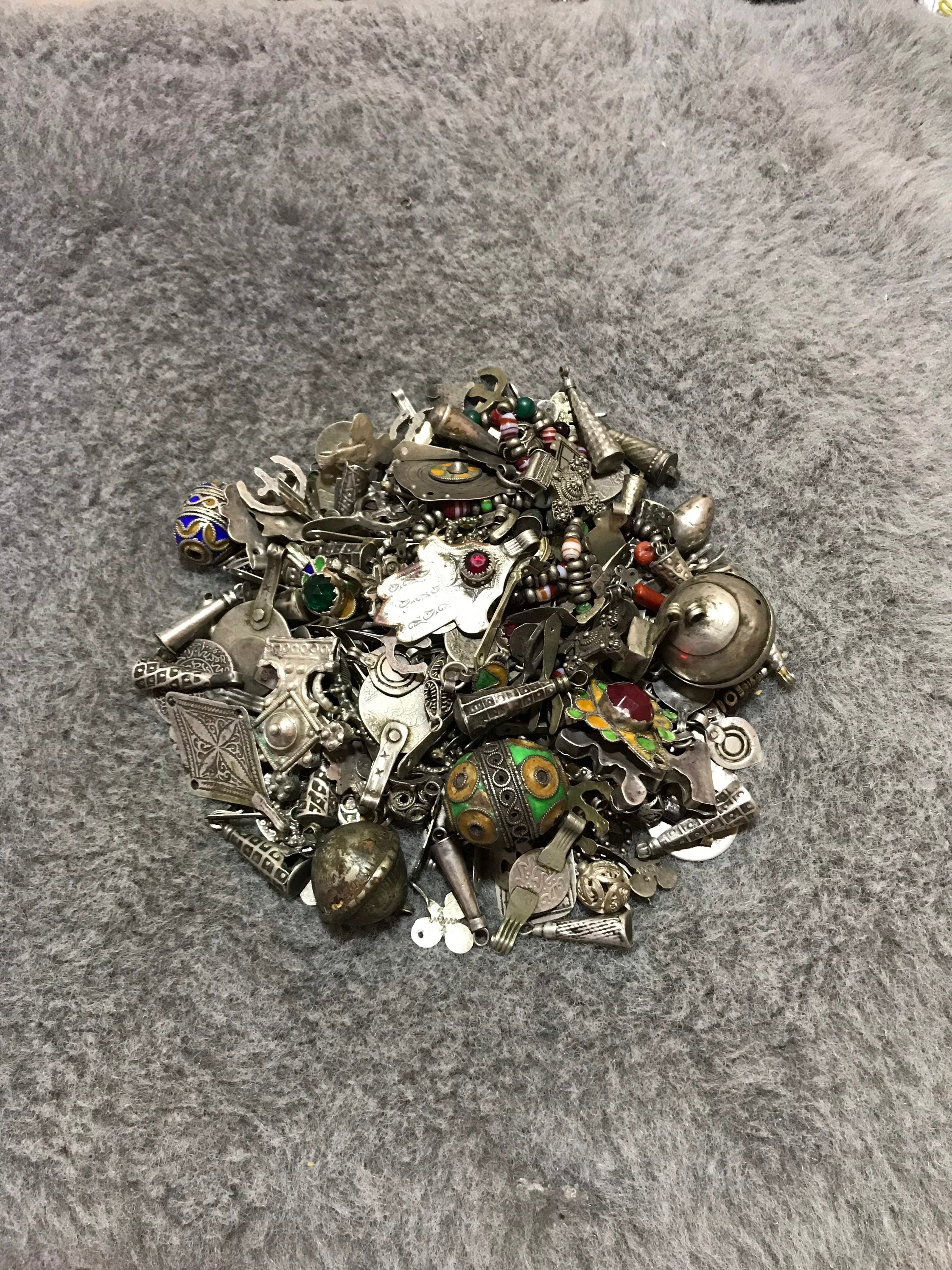 650 Grams of Antique Berber Silver Pendants From Morocco,berber Enamel ...
