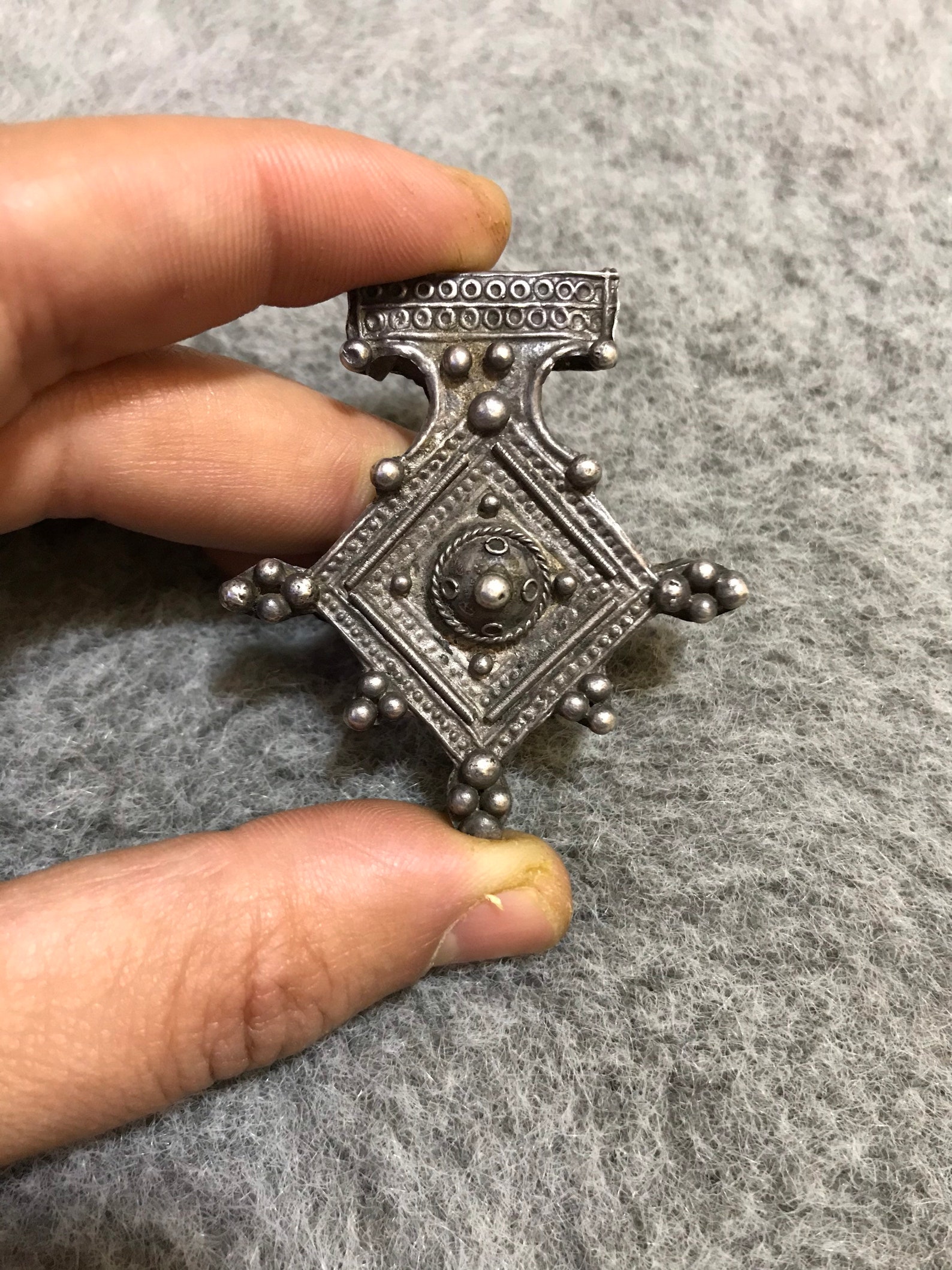 Antique Berber Silver Cross Pendant From Moroccoberber - Etsy