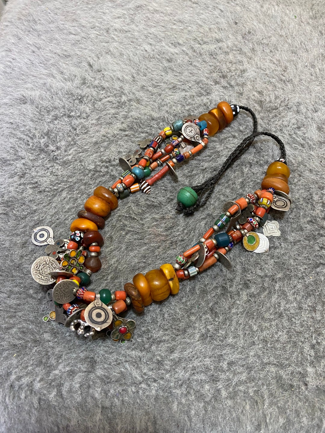 Morocco Old Berber Necklace, Antique Berber Necklace, Natural Stones ...