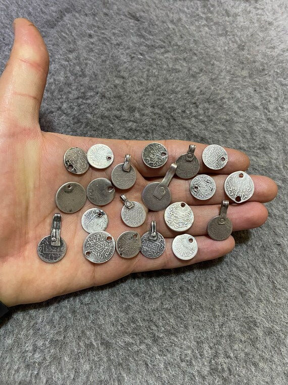 Set Of 20 Antique Small Silver Coins From Morocco,Old… - Gem