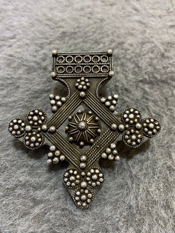 Antique Berber Silver Cross From Morocco,Berber Amule… - Gem