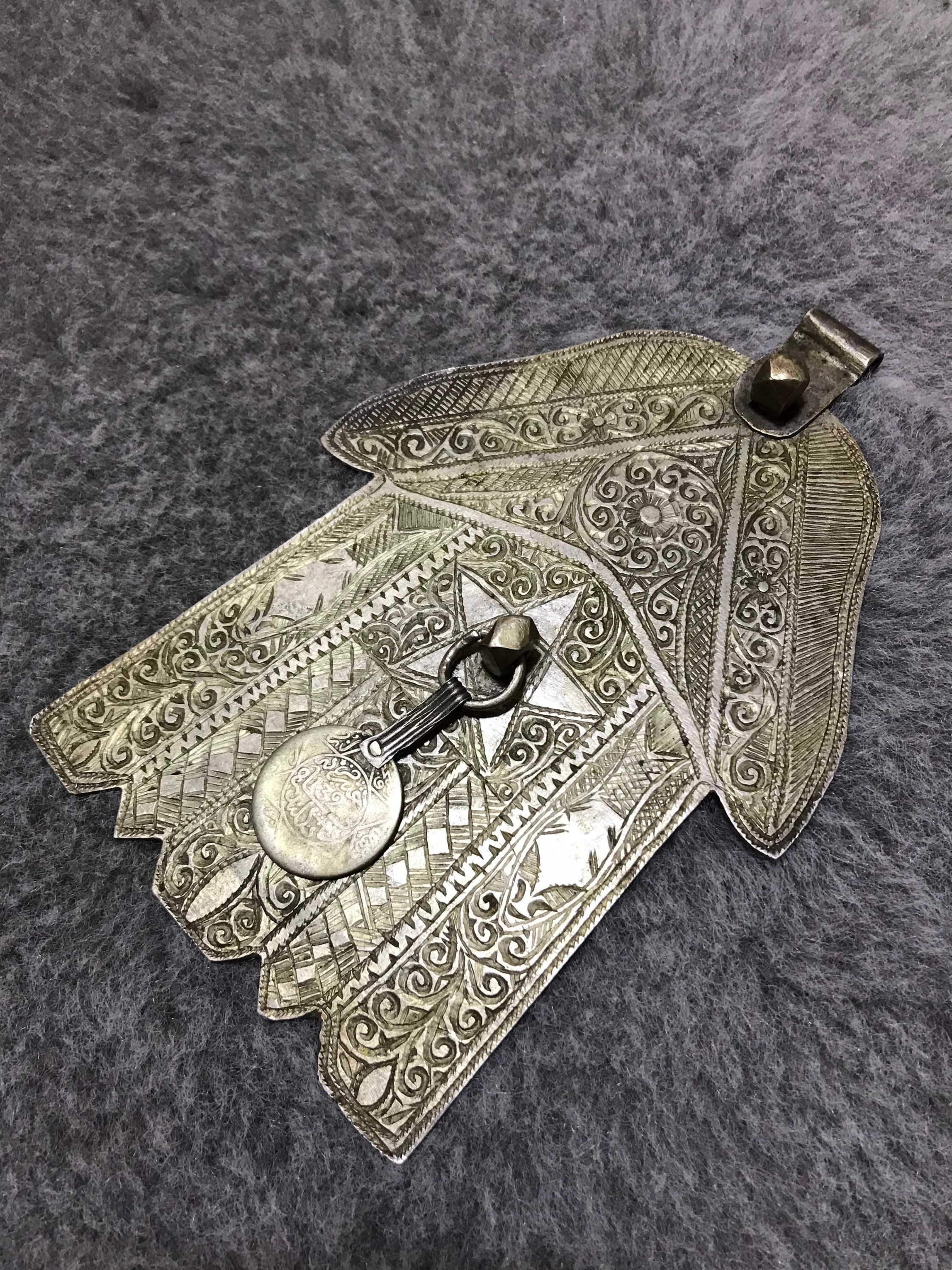 Old LARGE Berber Silver Khamsa Pendant From Morocco,silver Hamsa ...