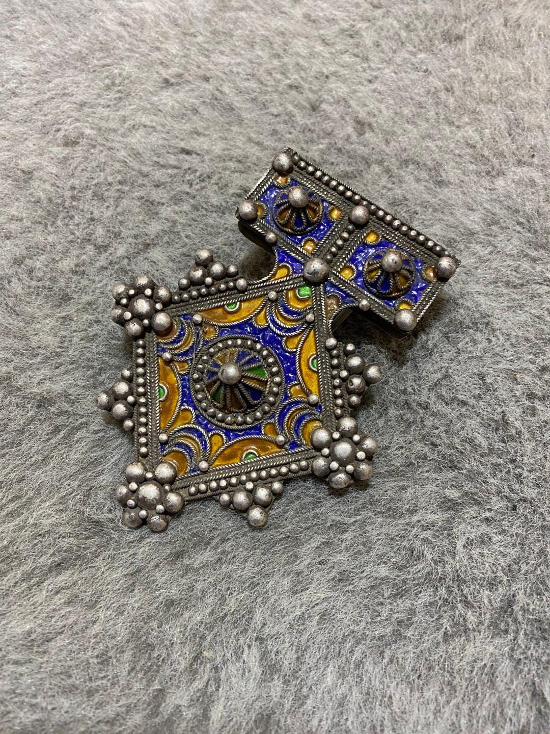 Moroccan Silver Berber Enamel Pendant,large Berber Cross boghdad ...