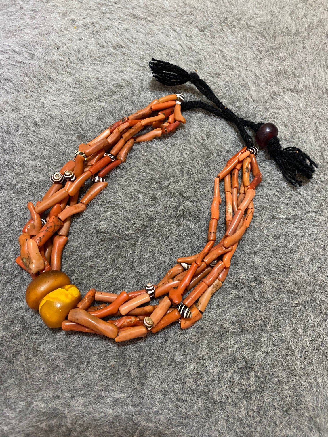 Morocco- Antique Berber Necklace, Old Natural Amber-coral Beads,old ...