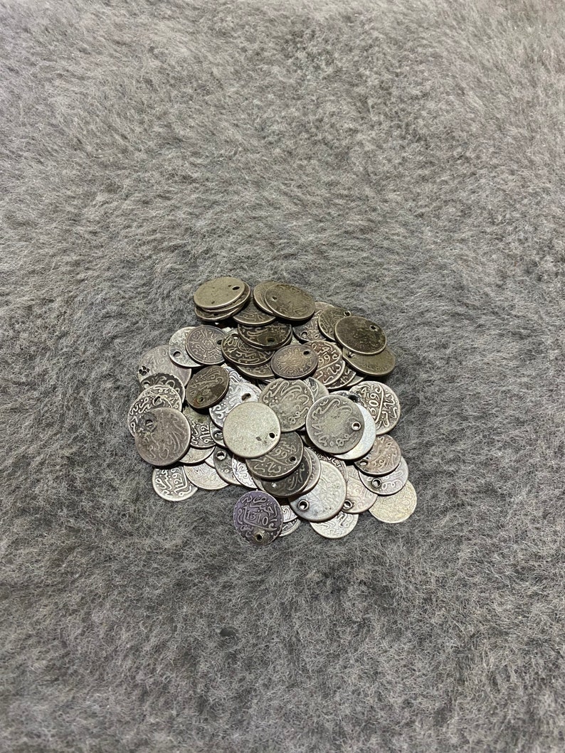 Morocco Set of 100 Old Berber Silver Coins Pendantsantique - Etsy