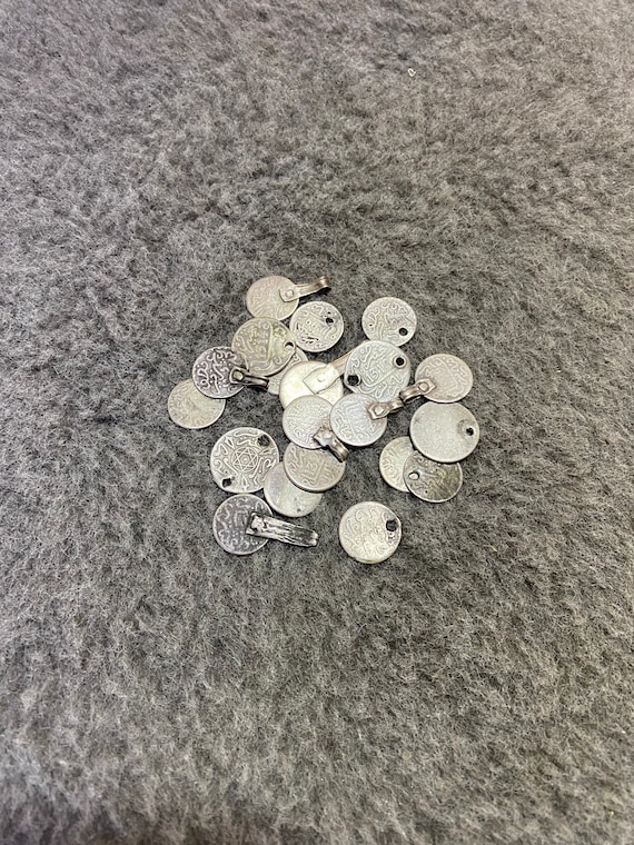 Set Of 20 Antique Small Silver Coins From Morocco,Old… - Gem