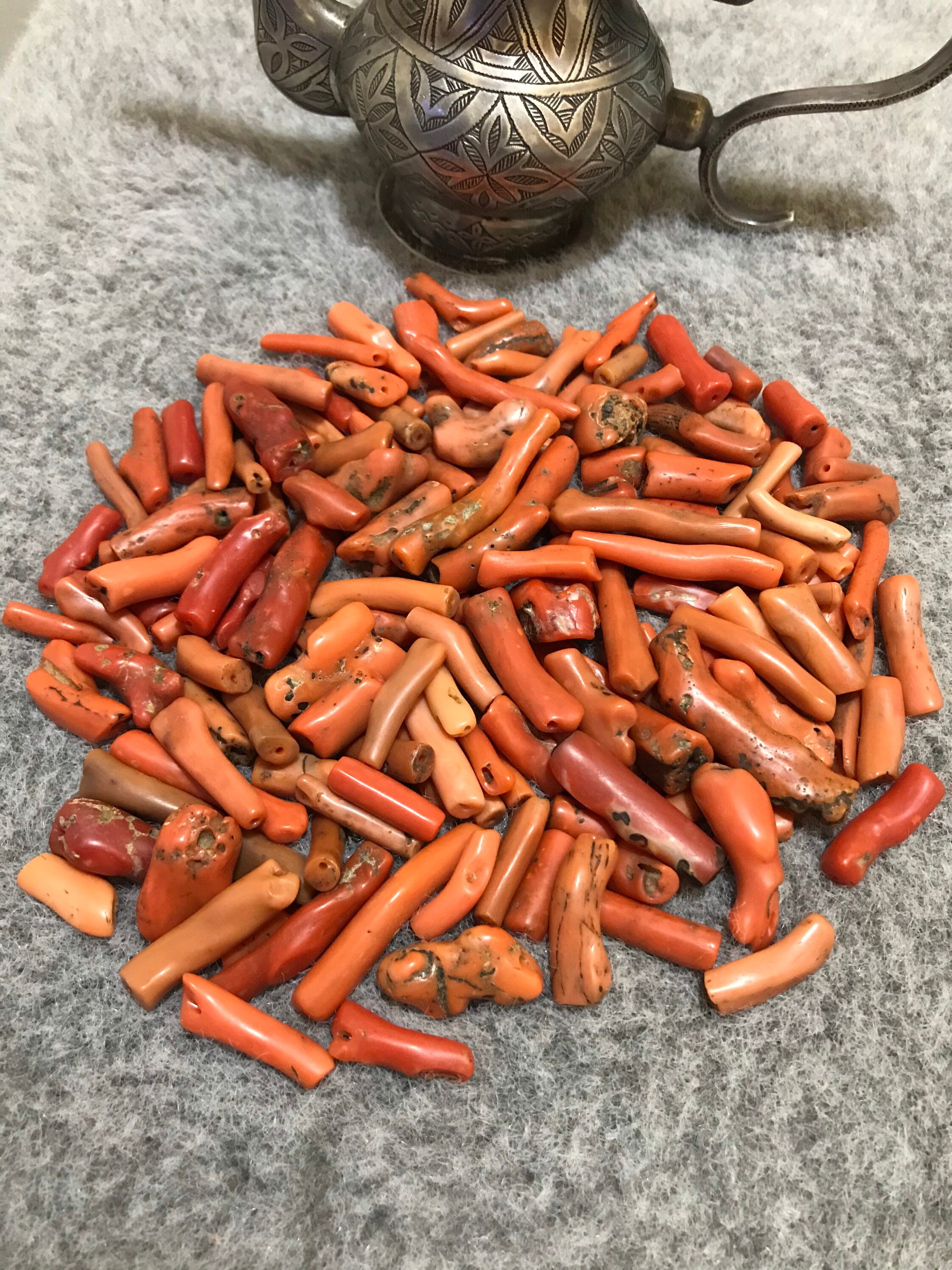 250 Grams of Old Moroccan Natural Red Coral,berber Red Coral Beads ...