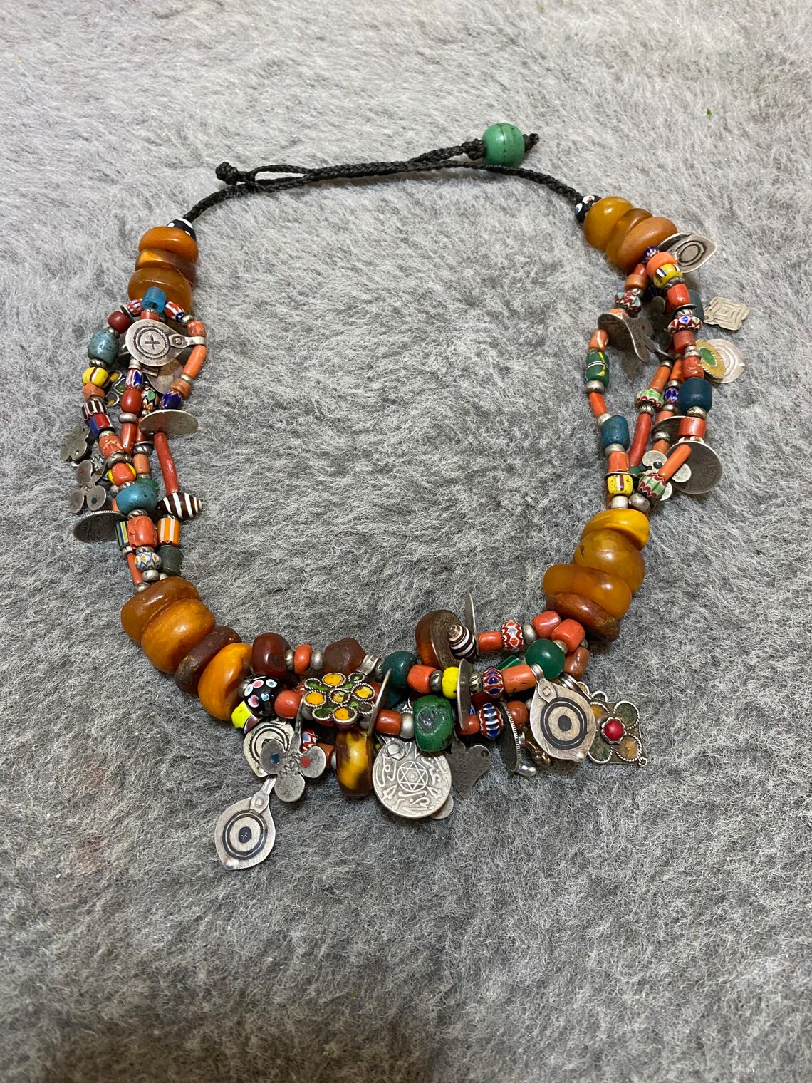 Morocco Old Berber Necklace, Antique Berber Necklace, Natural Stones ...