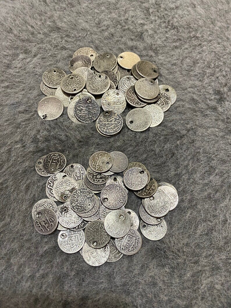 Morocco Set of 100 Old Berber Silver Coins Pendantsantique - Etsy