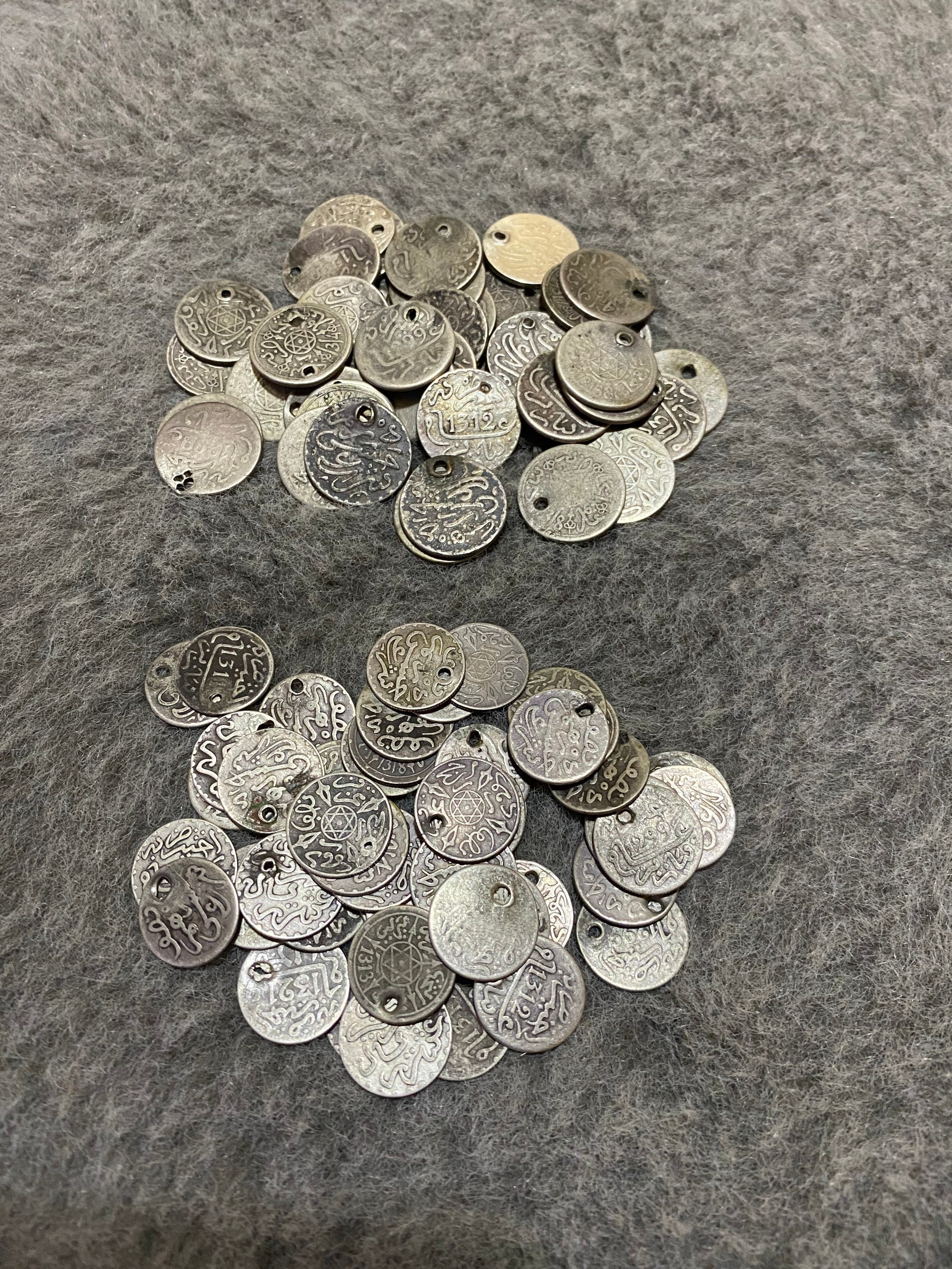 Morocco Set of 100 Old Berber Silver Coins Pendantsantique - Etsy