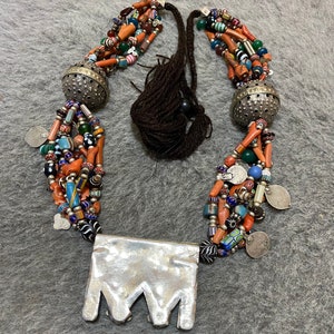 Morocco- Antique Berber Silver Necklace, Berber Necklace, Berber Amulet ...