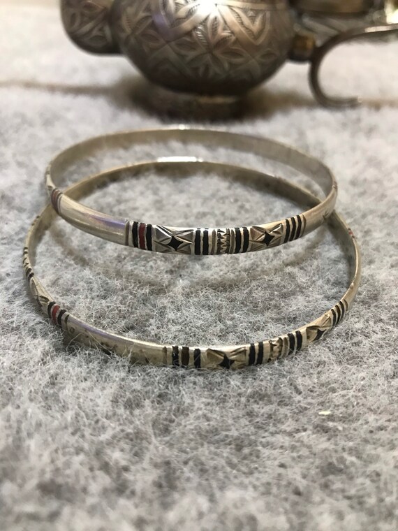 Morocco - Sahara - Pair of articulated bracelets in s… - Gem