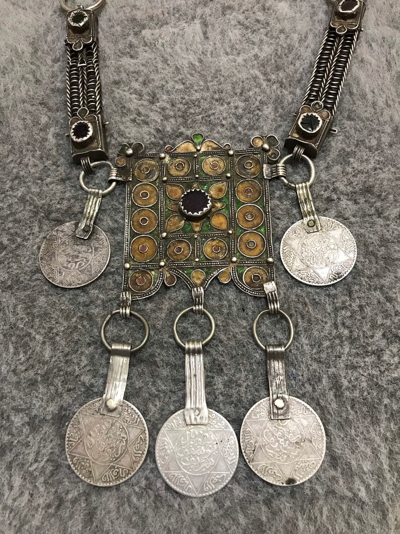 Old Complete Berber Fibula Silver and Enamel From Morocco,antique Pair ...