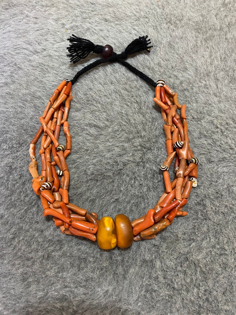 Morocco- Antique Berber Necklace, Old Natural Amber-coral Beads,old ...