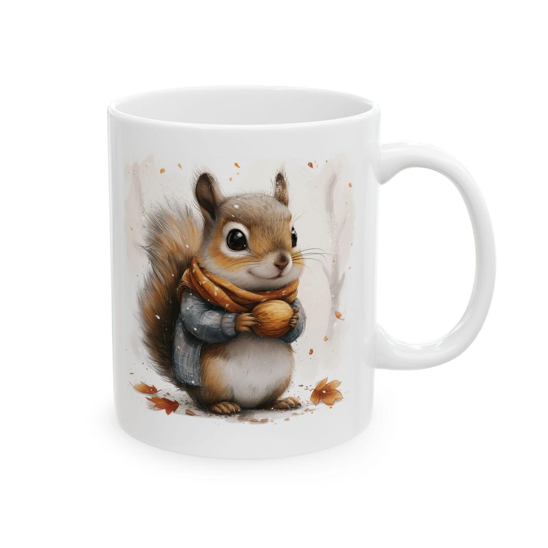 Autumn Squirrel Mug, Squirrel Gift, Fall Squirrel, Fall Leaves Mug ...