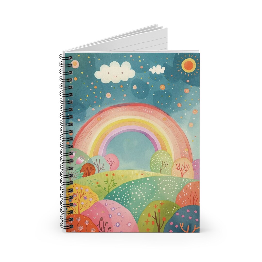 Rainbow Notebook, Pastel Notebook, Happy Cloud Notebook, Pastel Rainbow ...