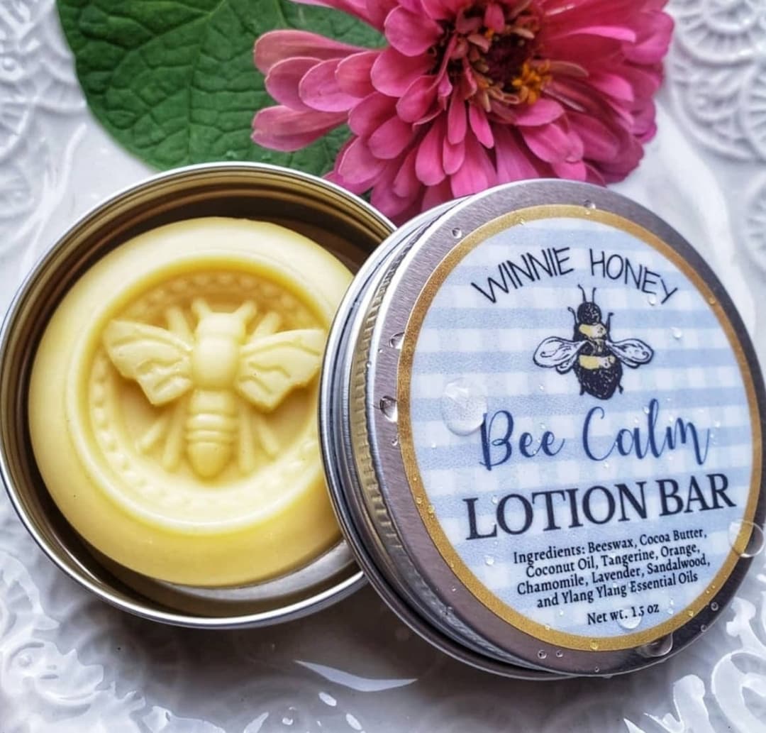 BEE CALM Solid Lotion Bar Beeswax Essential Oils Organic Cocoa Butter ...
