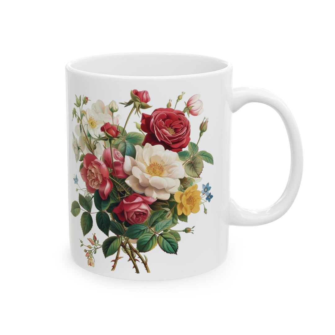 Bouquet of Roses Mug, 11 Oz Mug, Roses Mug, Roses Gift, Rose Gardener ...