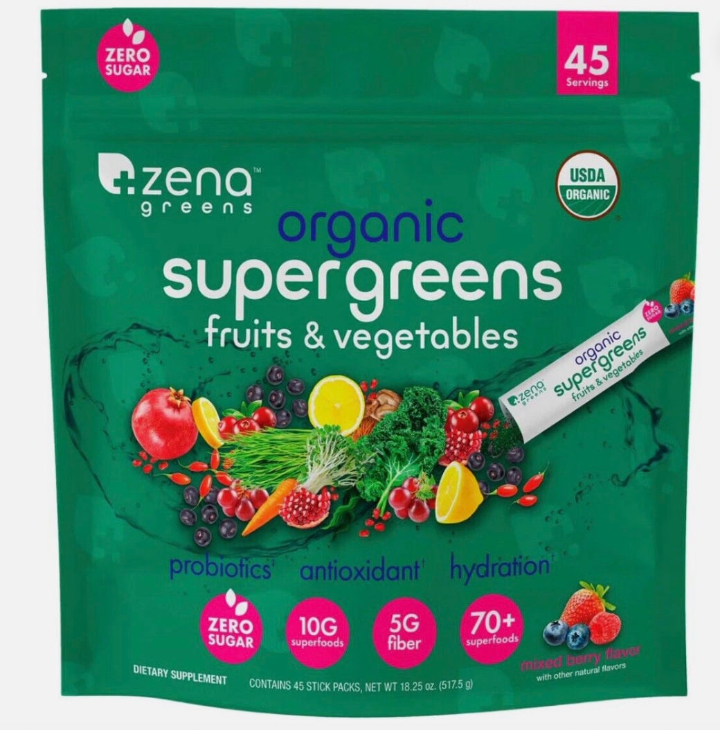 Zena Organic Super Greens Powder, 45 Packets - Etsy