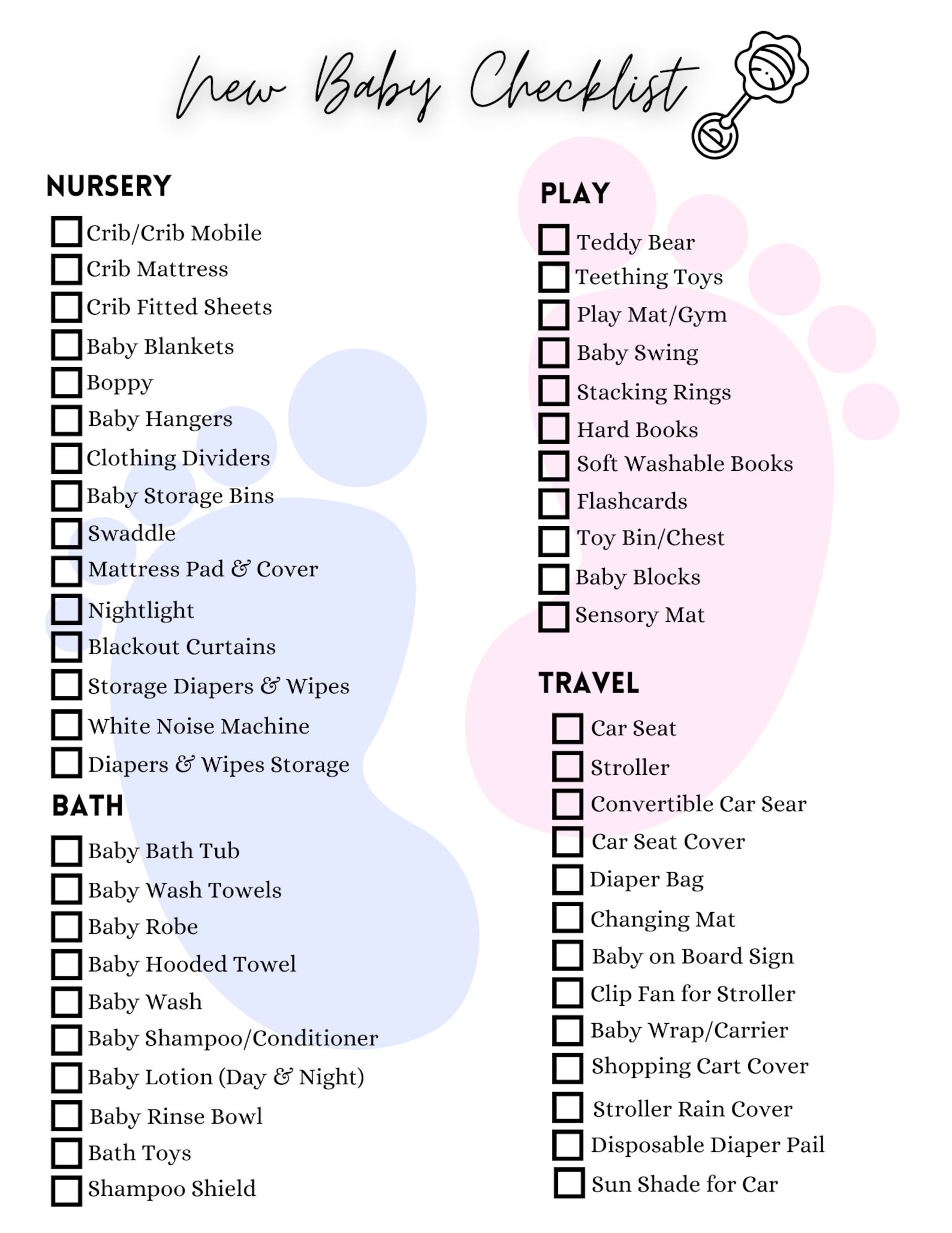New Baby Checklist, Hospital Checklist, Post Partum Checklist, Nesting ...