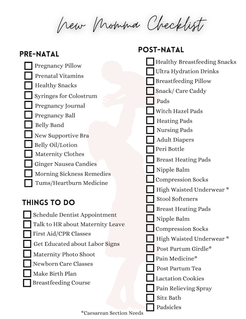 New Baby Checklist, Hospital Checklist, Post Partum Checklist, Nesting ...