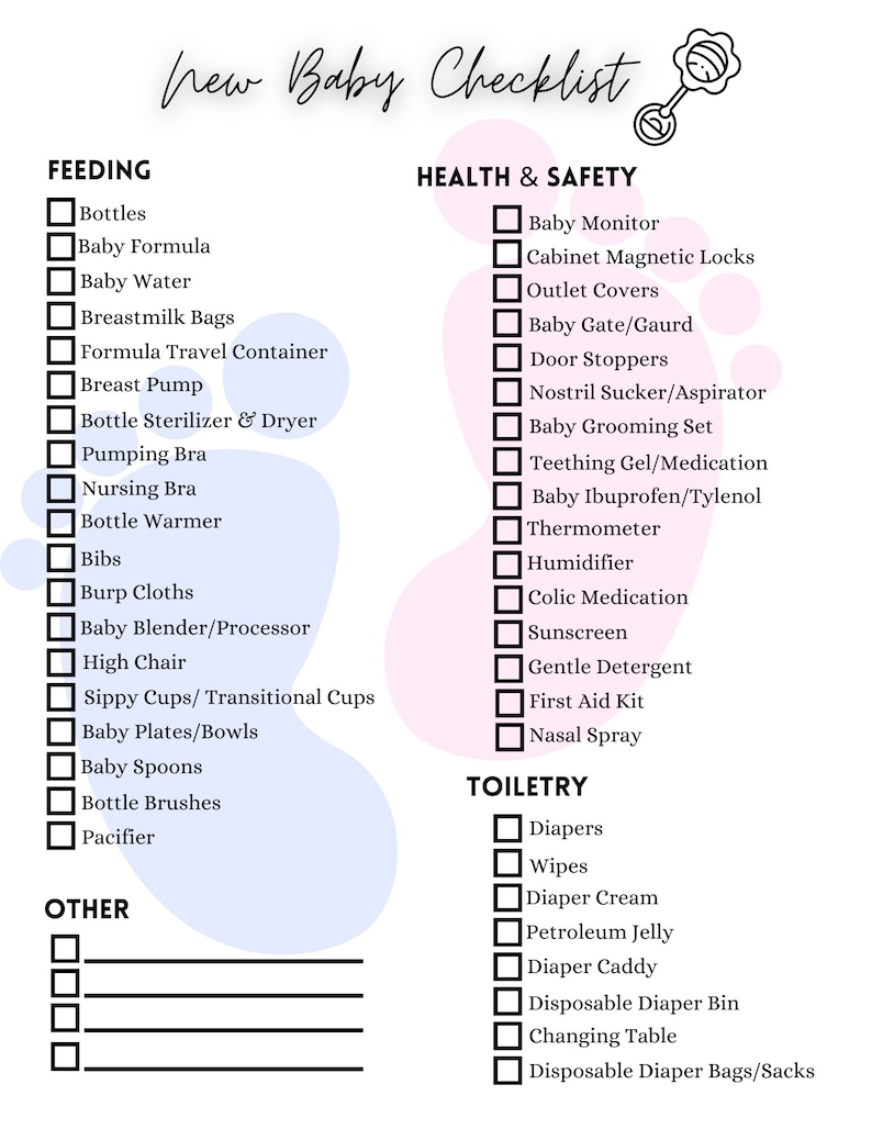 New Baby Checklist, Hospital Checklist, Post Partum Checklist, Nesting ...