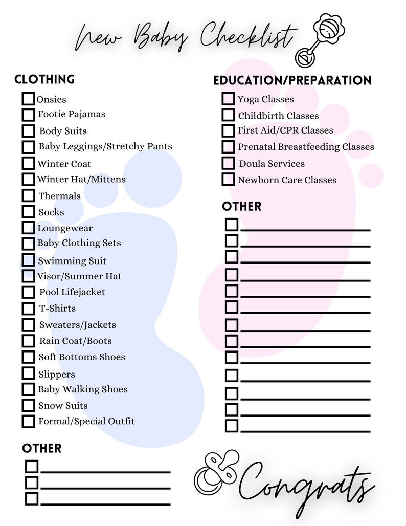 New Baby Checklist, Hospital Checklist, Post Partum Checklist, Nesting ...