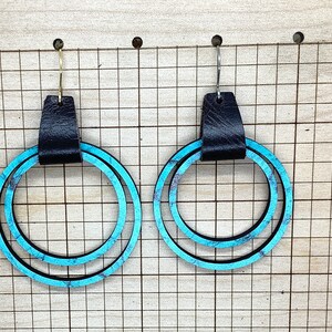 Wood Hoop Earring, Patina Wooden Nested Hoops, Wood and Leather Hoop ...
