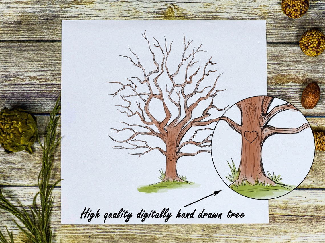 Fingerprint Tree, Printable Instant Download, Anniversary, Guest Book ...
