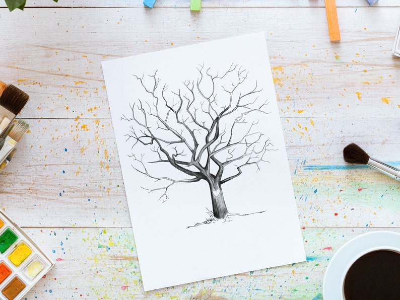 Fingerprint Family Tree, Printable Instant Download, Anniversary, Guest ...