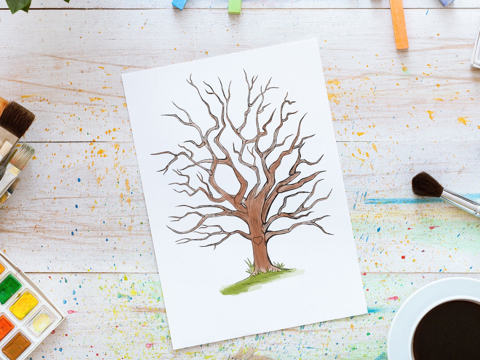 Fingerprint Tree, Printable Instant Download, Anniversary, Guest Book ...