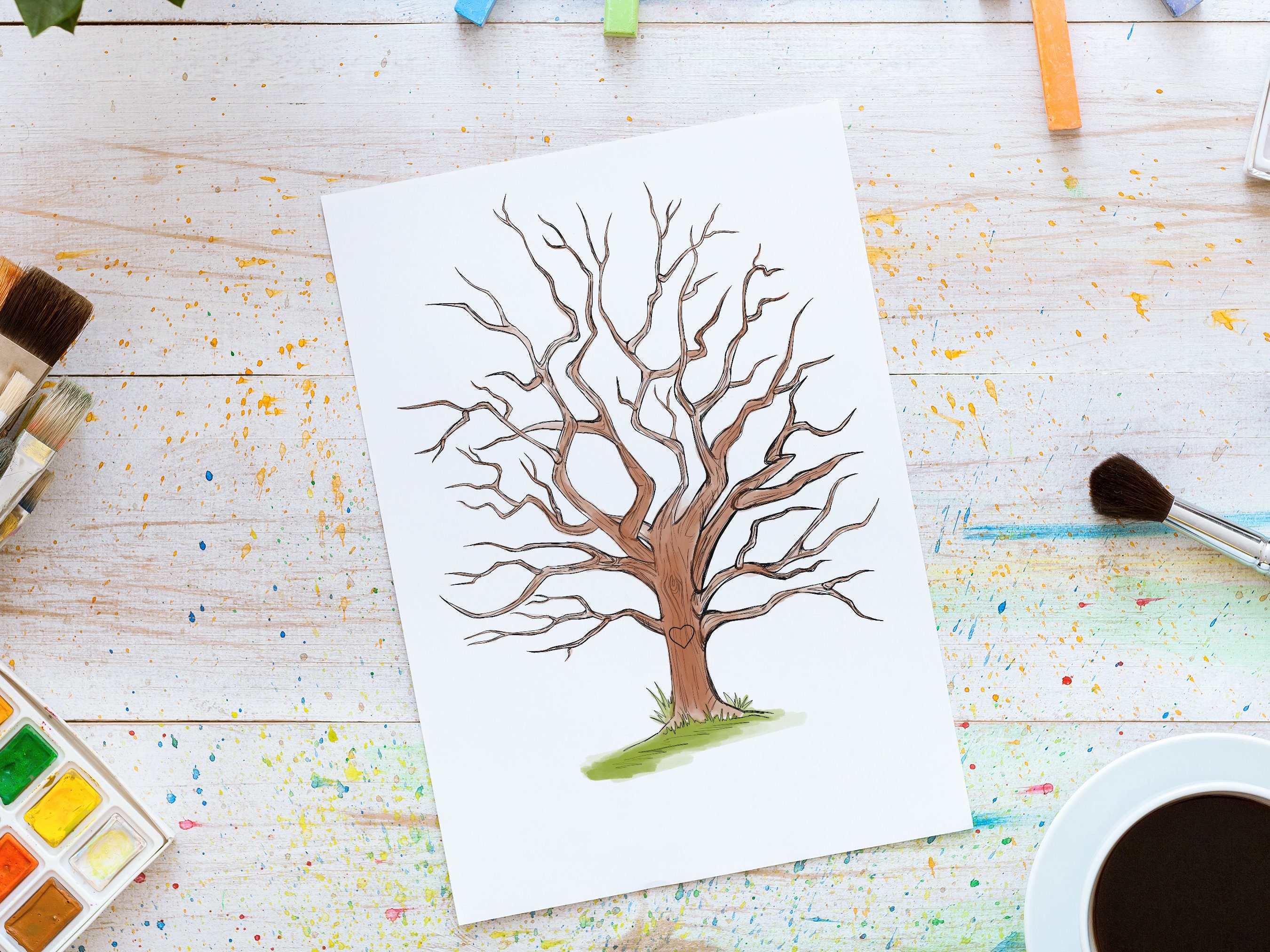Fingerprint Tree Guest Book: Unique Gift Printable Digital Download for ...