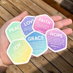 Cute Bible Verse Sticker Pack Hexagon/honeycomb Gemstone - Etsy