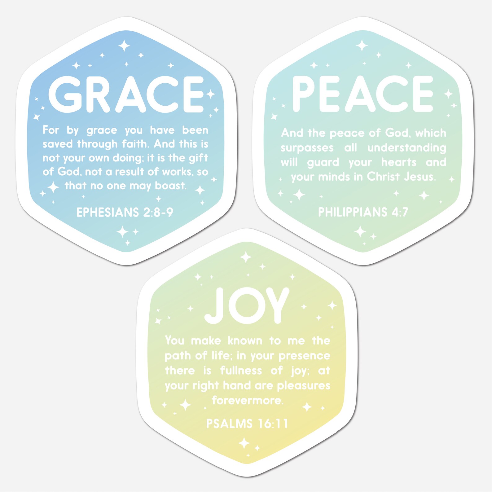 Cute Bible Verse Sticker Pack Hexagon/honeycomb Gemstone - Etsy