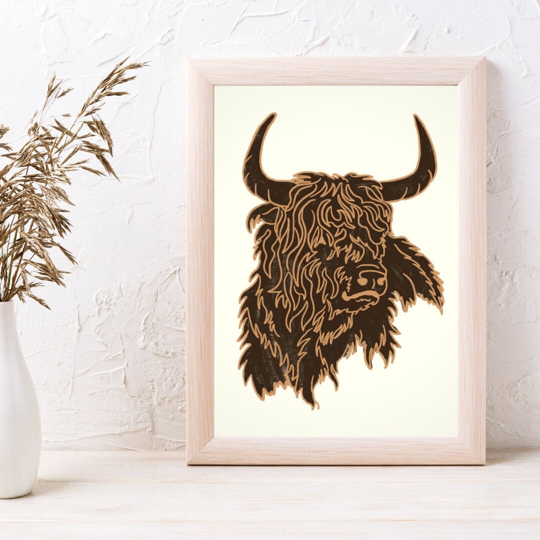 Digital Print, Cow Digital Print, Western Print, Wild West, Bull Print ...