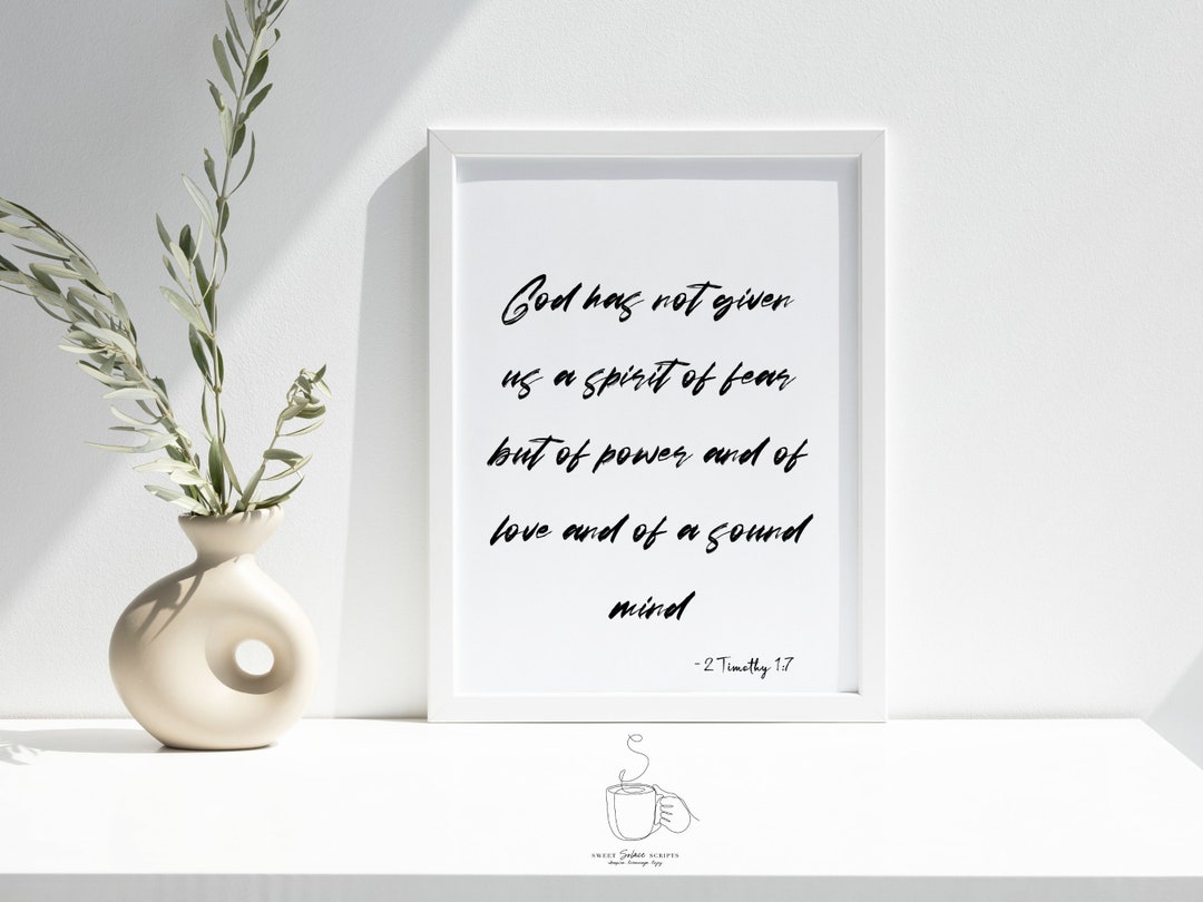 2 Timothy 1:7 | Printable Wall Art | Christian Wall Art | Inspirational ...