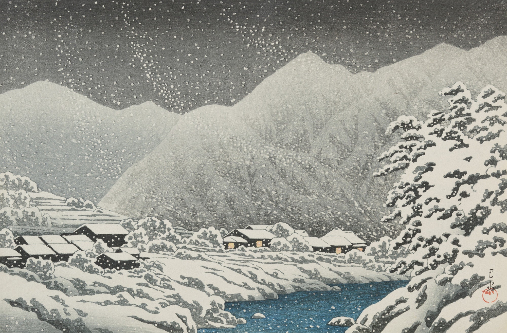 Kawase Hasui Prints in the Snow, Nakayama-shichiri Road, Hida 1924 by ...