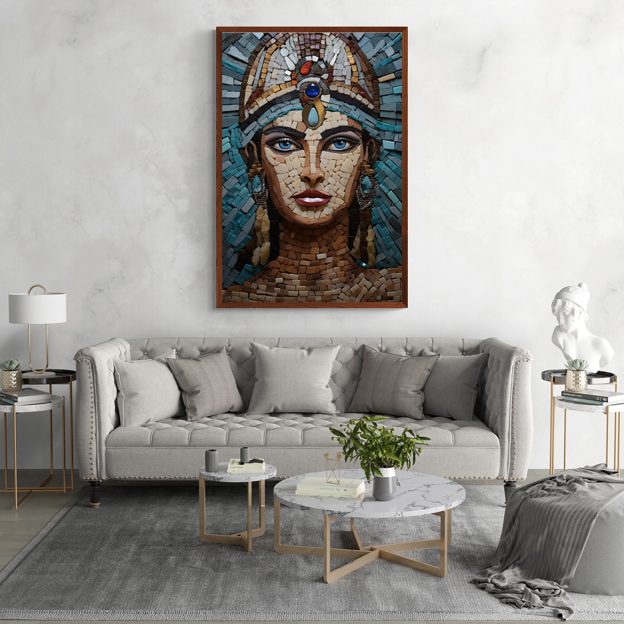 Ancient Egyptian Cleopatra Mosaic Art Canvas Art Print, Ancient ...