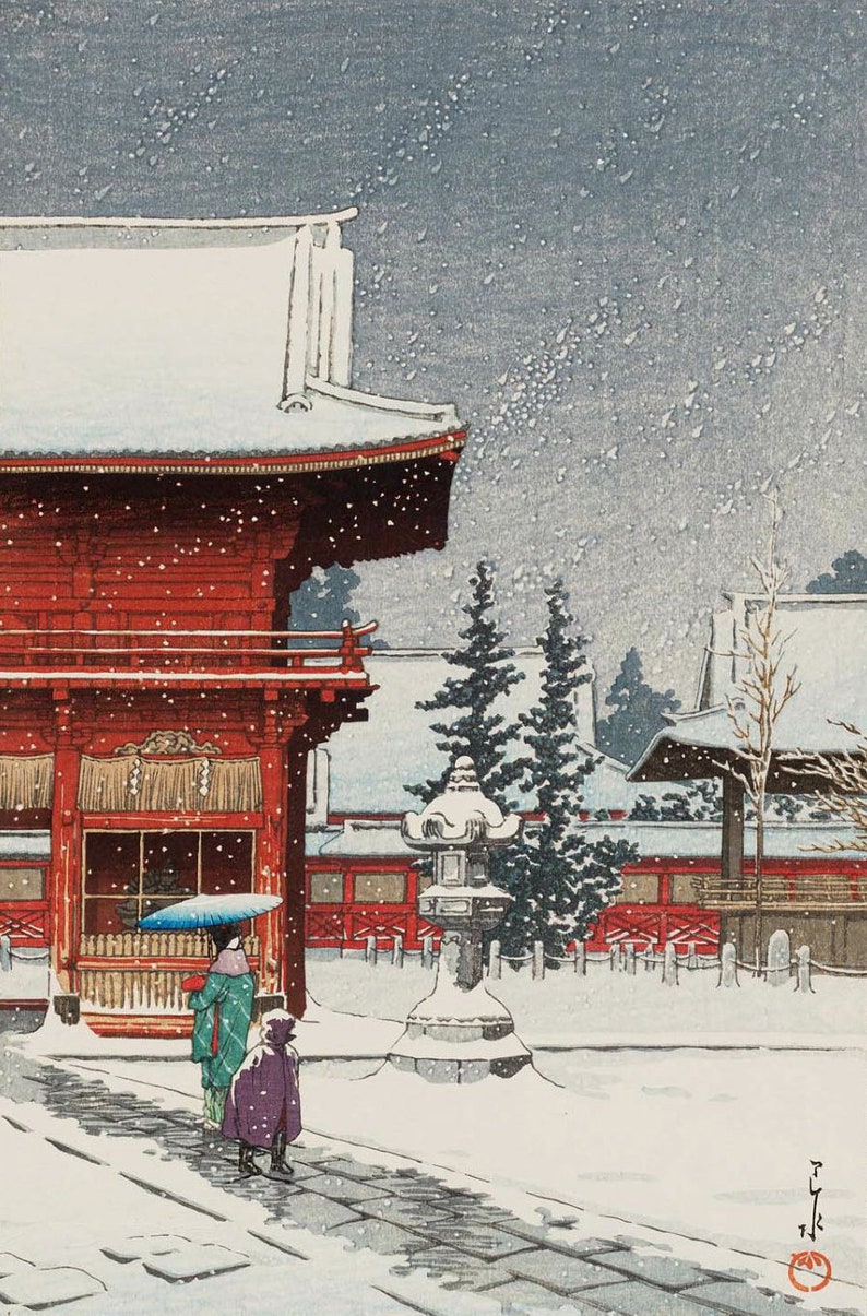 Kawase Hasui Prints Snow at Nezu-gongen Shrine 1933 by Kawase Hasui ...