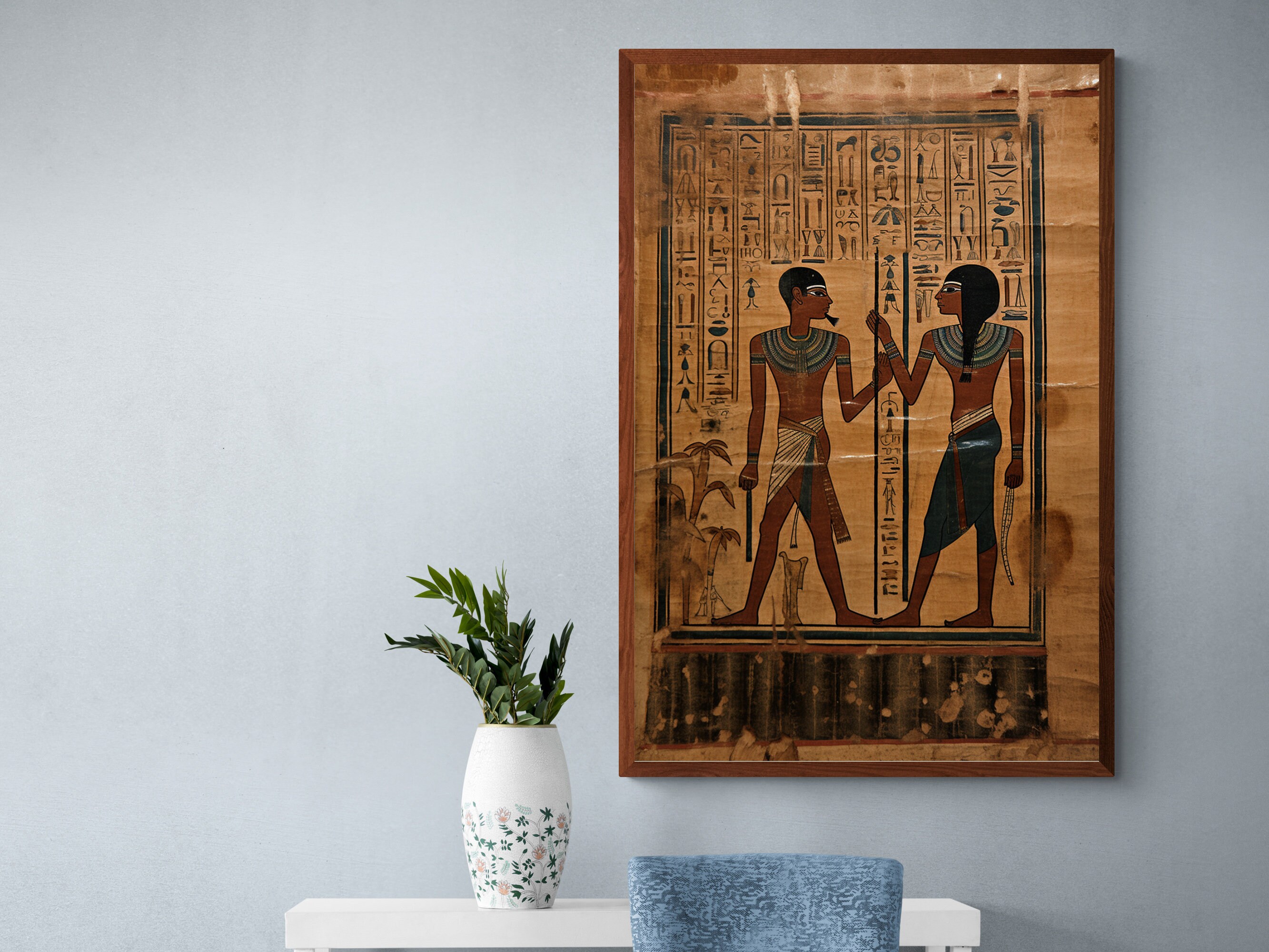 Ancient Egyptian Papyrus Style Canvas Art Print, Ancient Egyptian ...