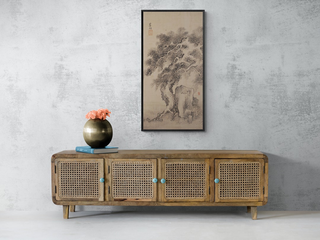 Pine Tree and Rock - by Yosa Buson, Antique Japanese Painting Canvas ...