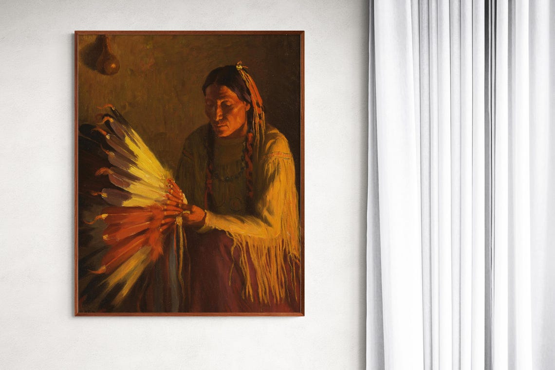 The War Bonnet by Joseph Henry Sharp, Native American Life Art, West ...