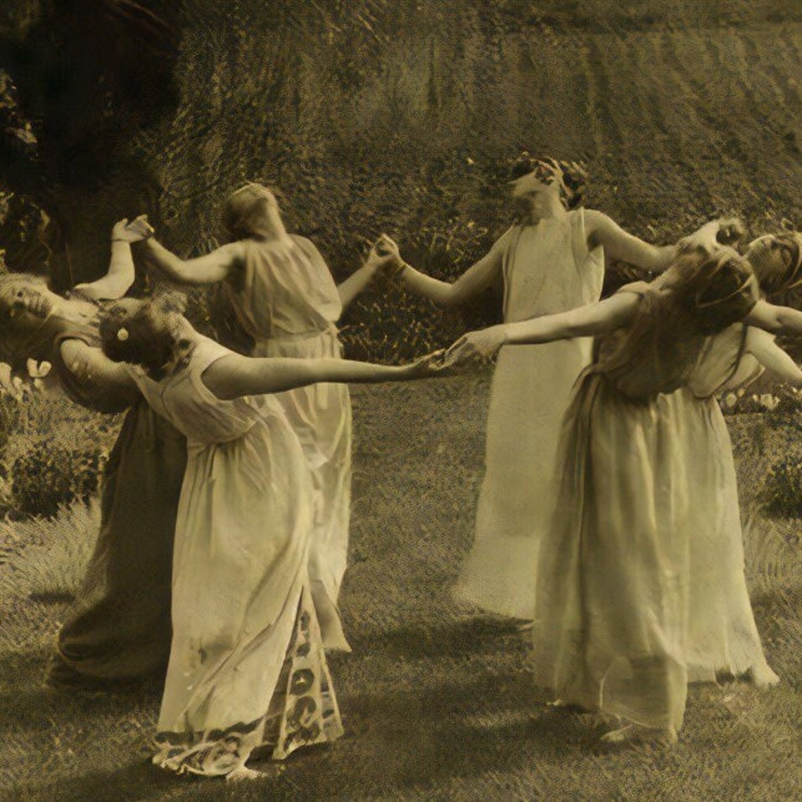 Circle Dancing of Witches Vintage Photograph Canvas Print Wall Art ...