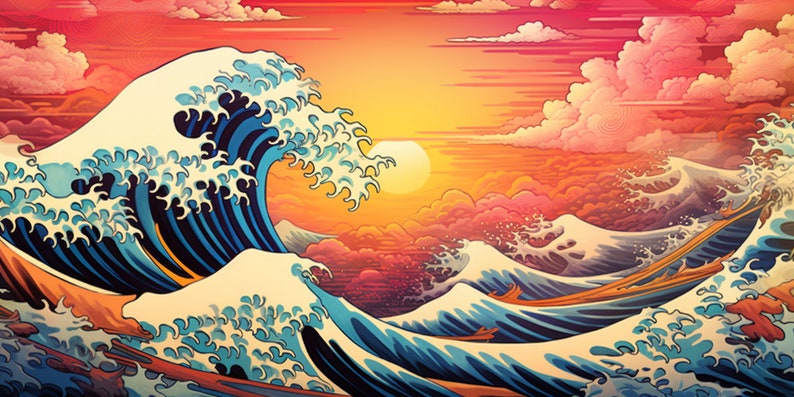 The Great Wave off Kanagawa Reimagined, Modern Japanese Wave Art Ukiyo ...